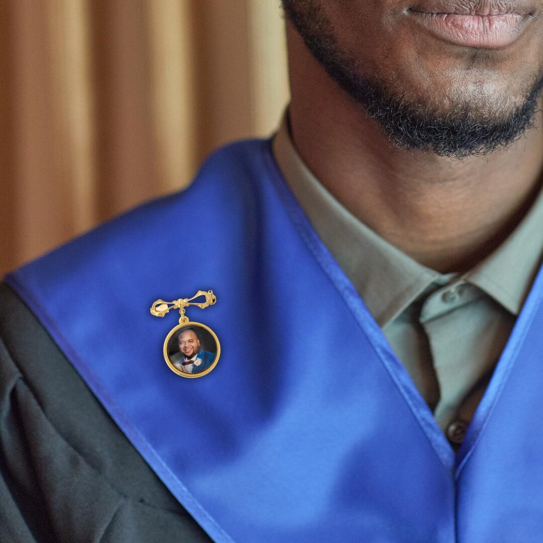 Custom Memorial Photo Pin for Graduation, Handwriting Engraved Lapel ...