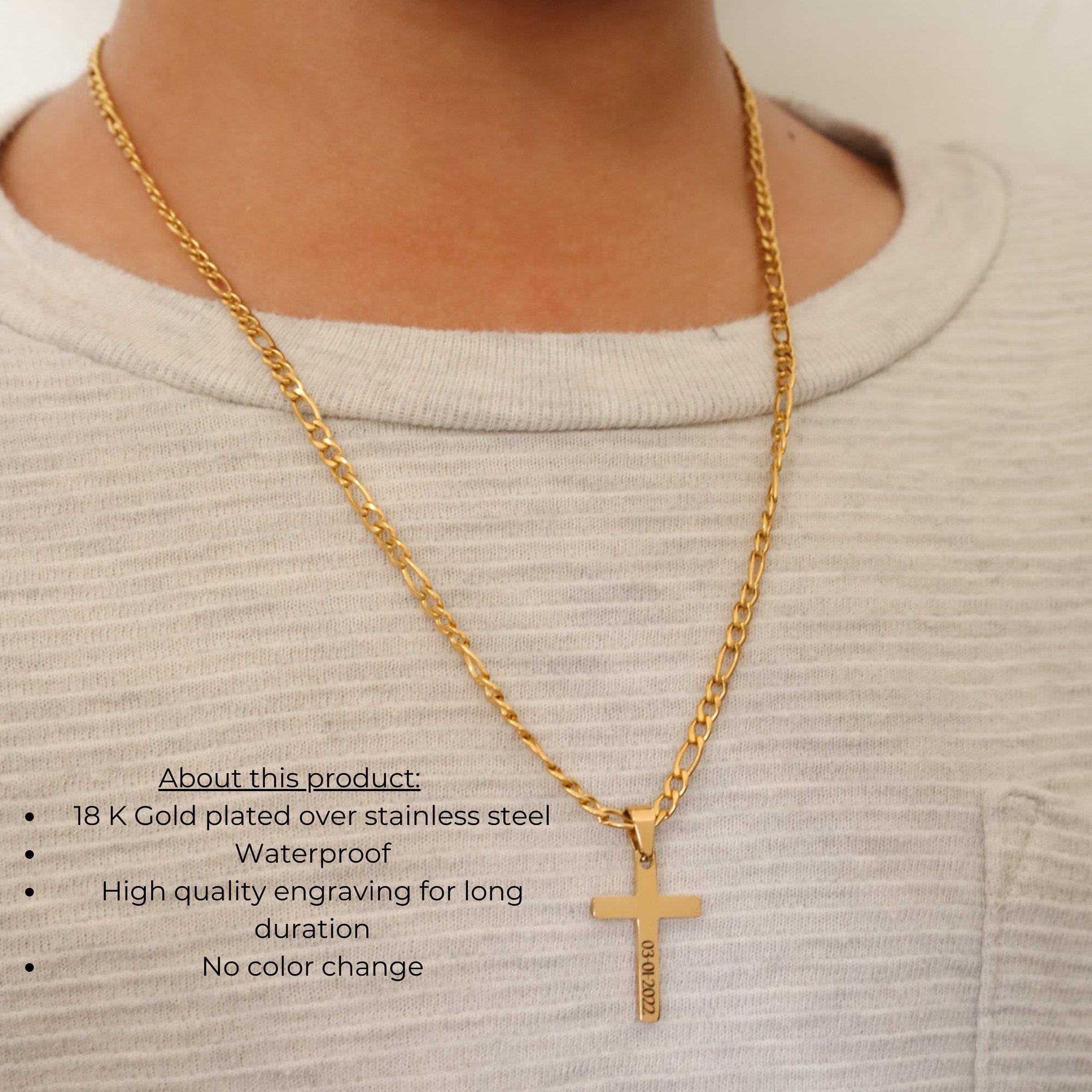 Custom Cross Necklace for Boys, Personalized First Communion Necklace ...
