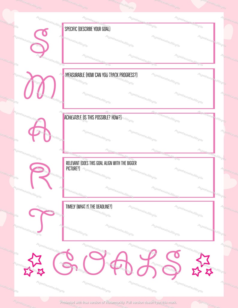 SMART Goals Worksheet - Etsy