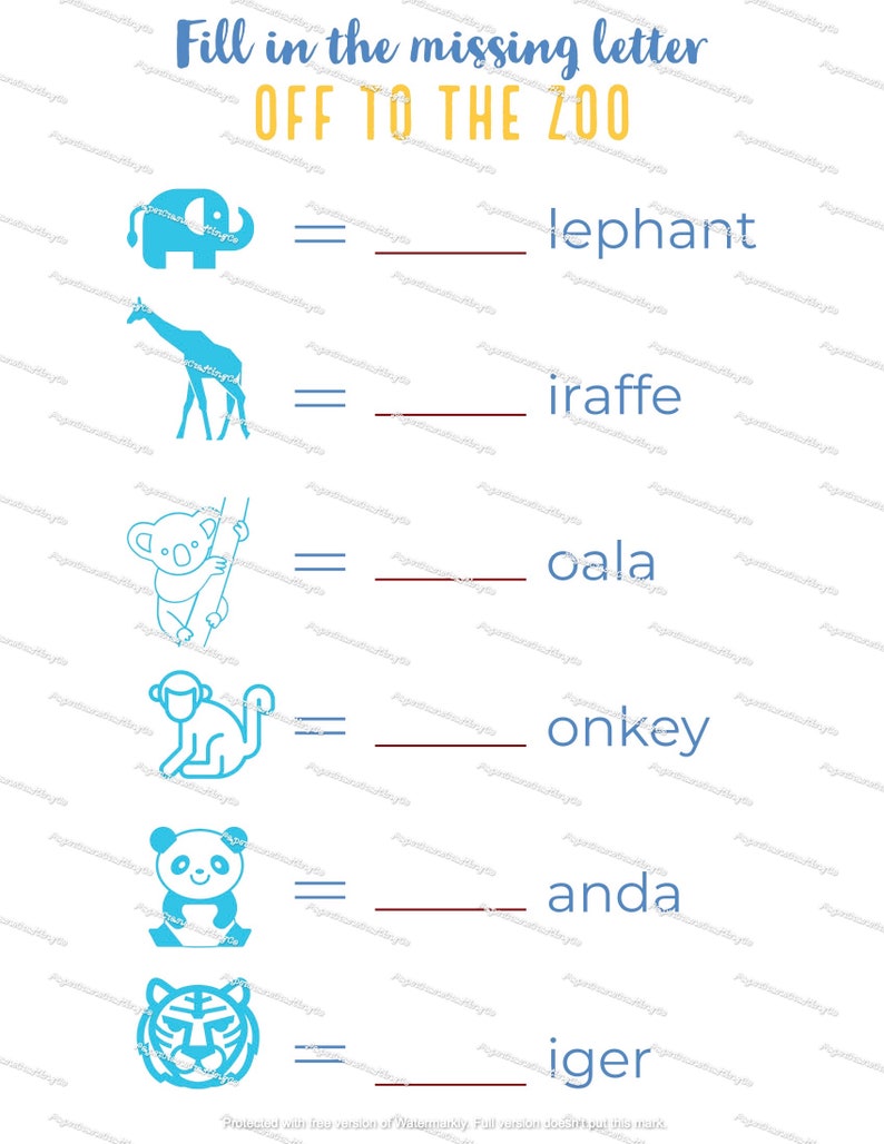 Fill in the Missing Letter Worksheets - Etsy