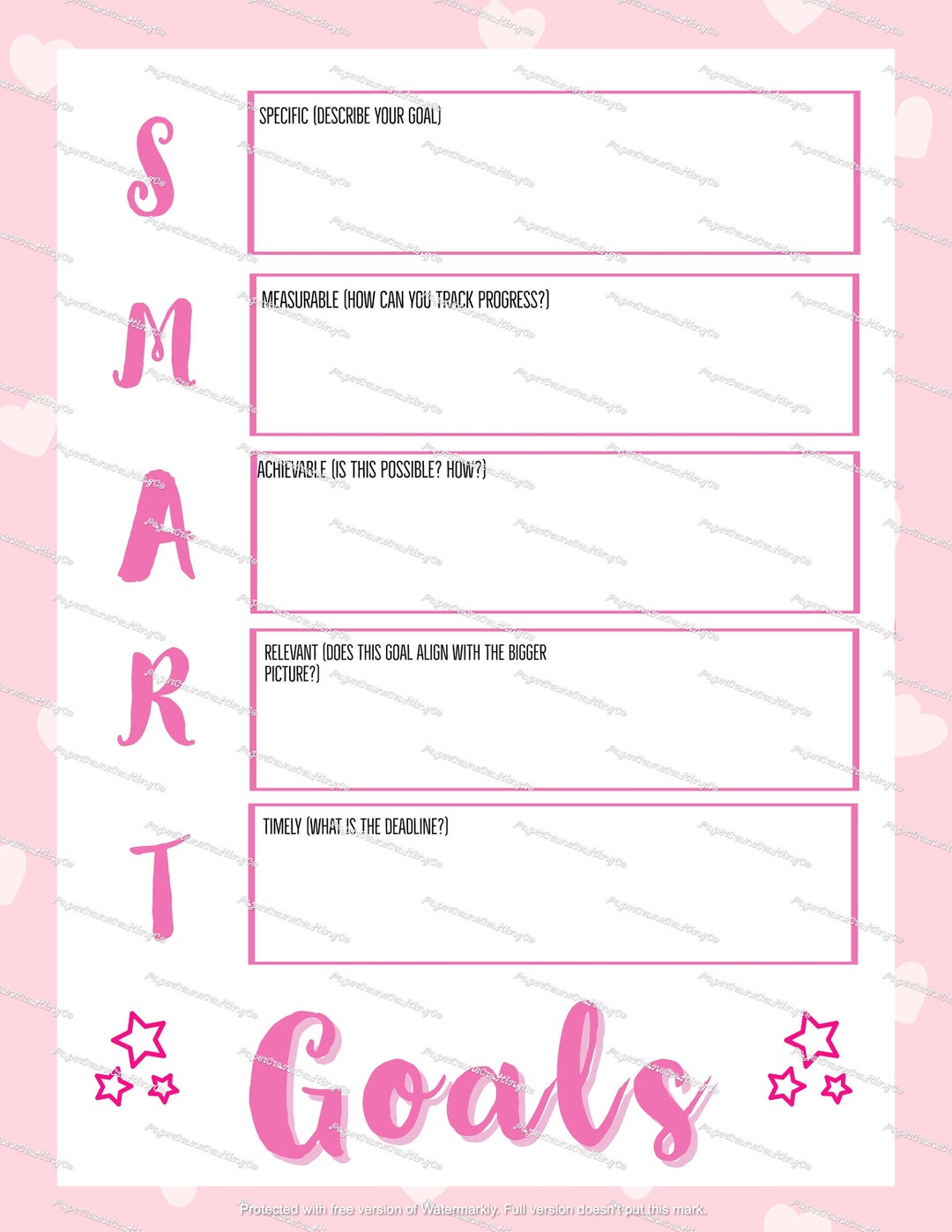 SMART Goals Worksheet - Etsy