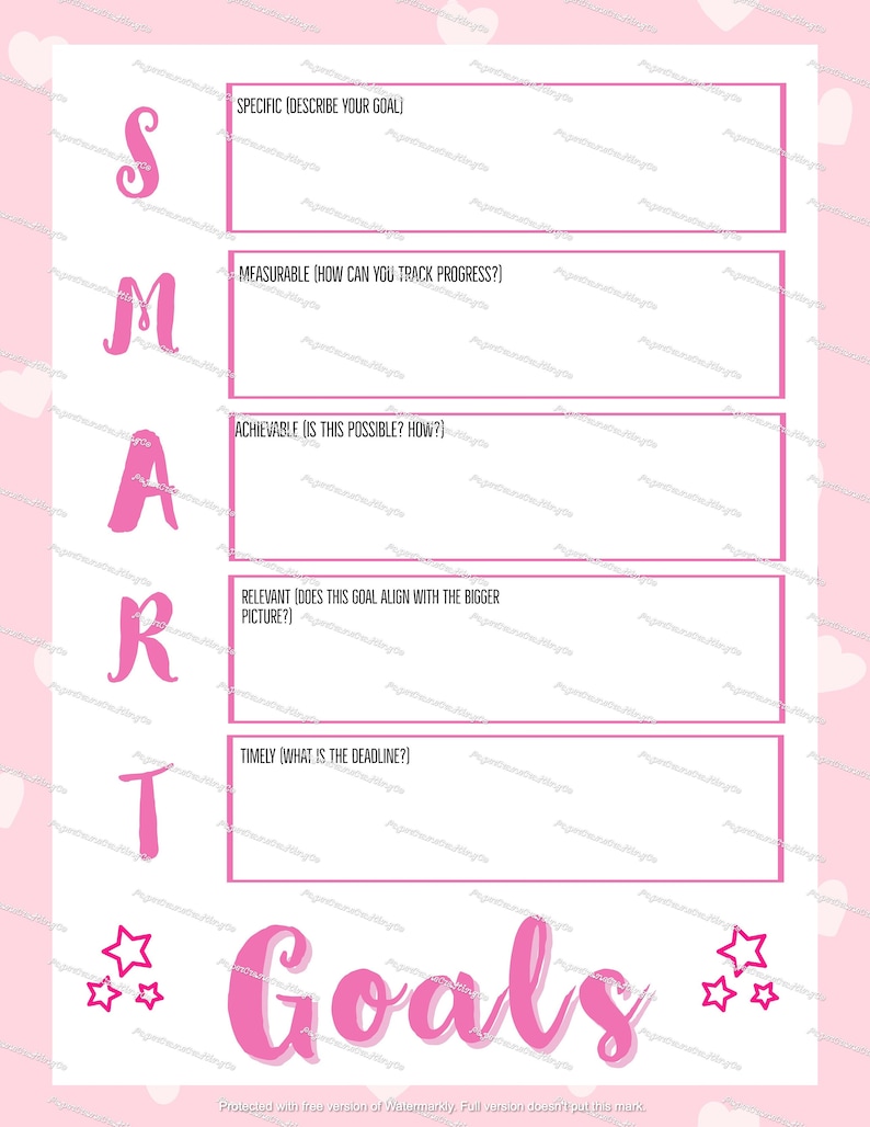 SMART Goals Worksheet - Etsy