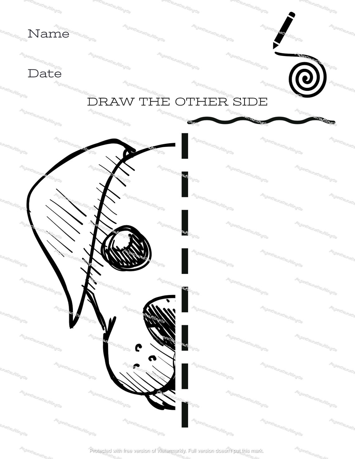 Draw the Other Side Dog & Cat Worksheets - Etsy