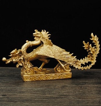 Brass Dragon Phoenix Sculpture & Statue Fengshui Good Fortune and ...