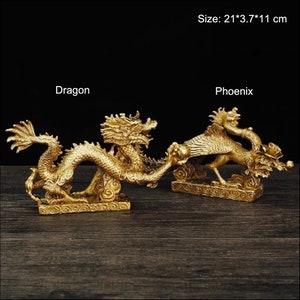 Brass Dragon Phoenix Sculpture & Statue Fengshui Good Fortune and ...