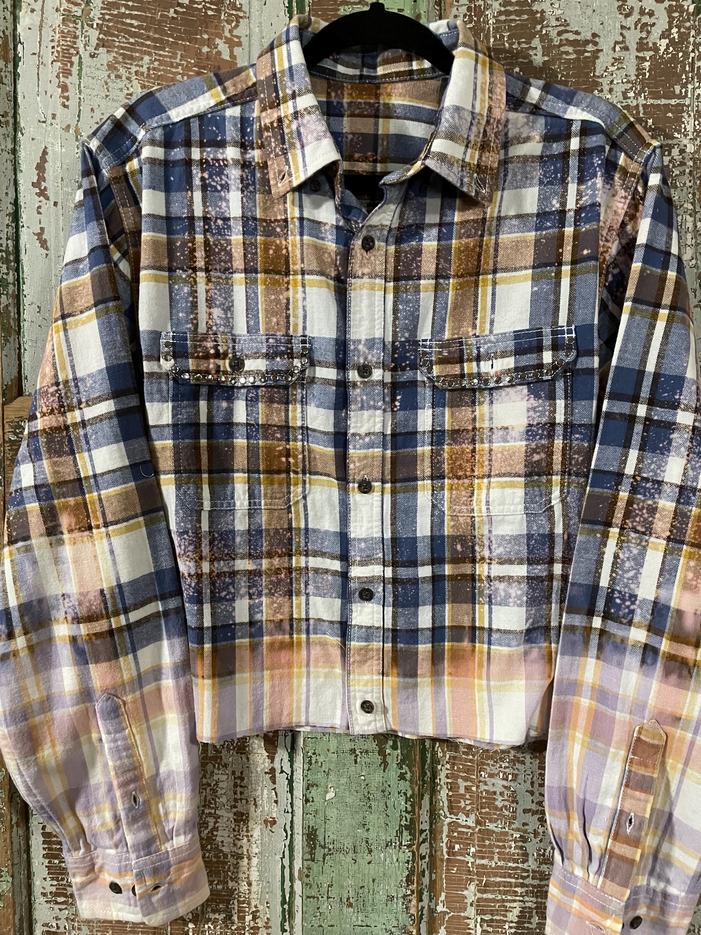 Flannel With Denim Peace Sign Appliqué - Etsy