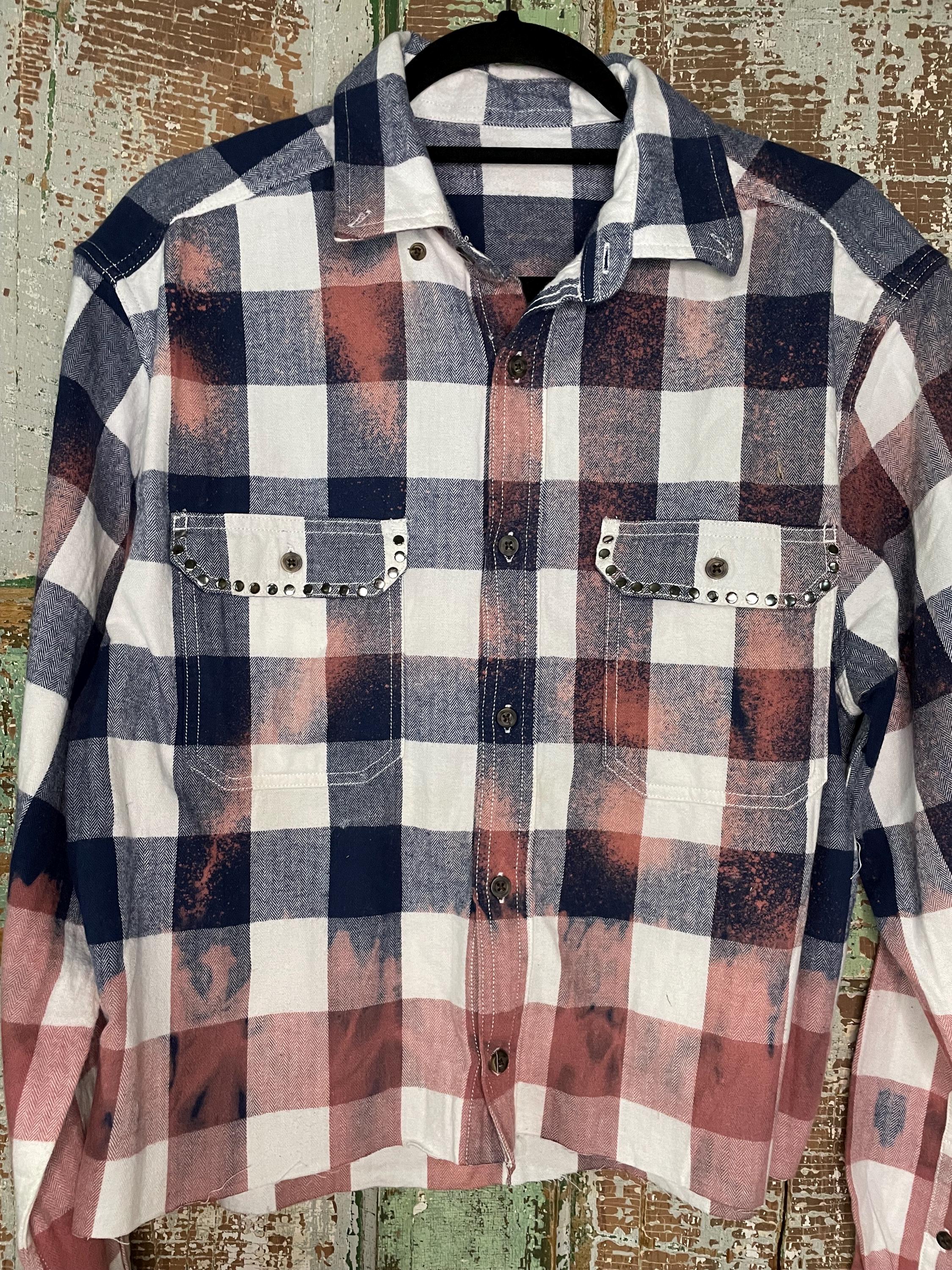 Flannel With Denim Peace Sign Appliqué - Etsy