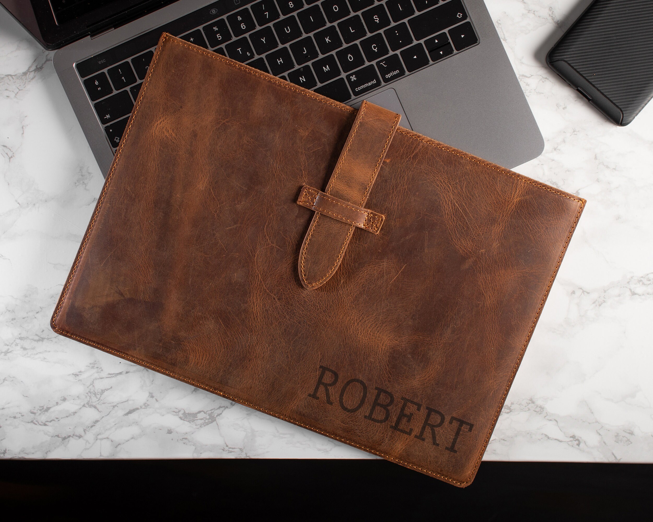Geniune Leather Slim MacBook Case, Personalized MacBook Pro Sleeve, 13 ...