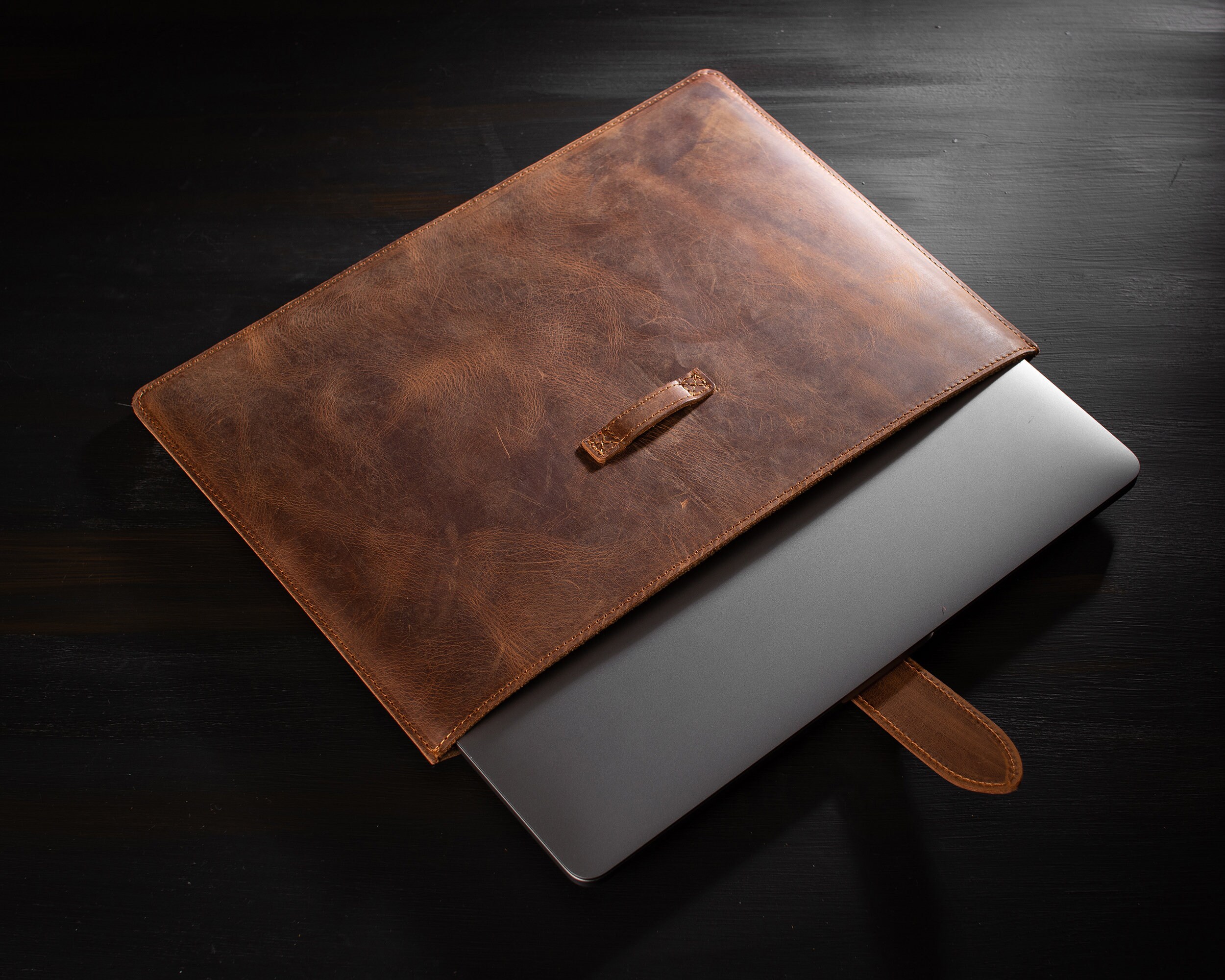 Geniune Leather Slim MacBook Case, Personalized MacBook Pro Sleeve, 13 ...