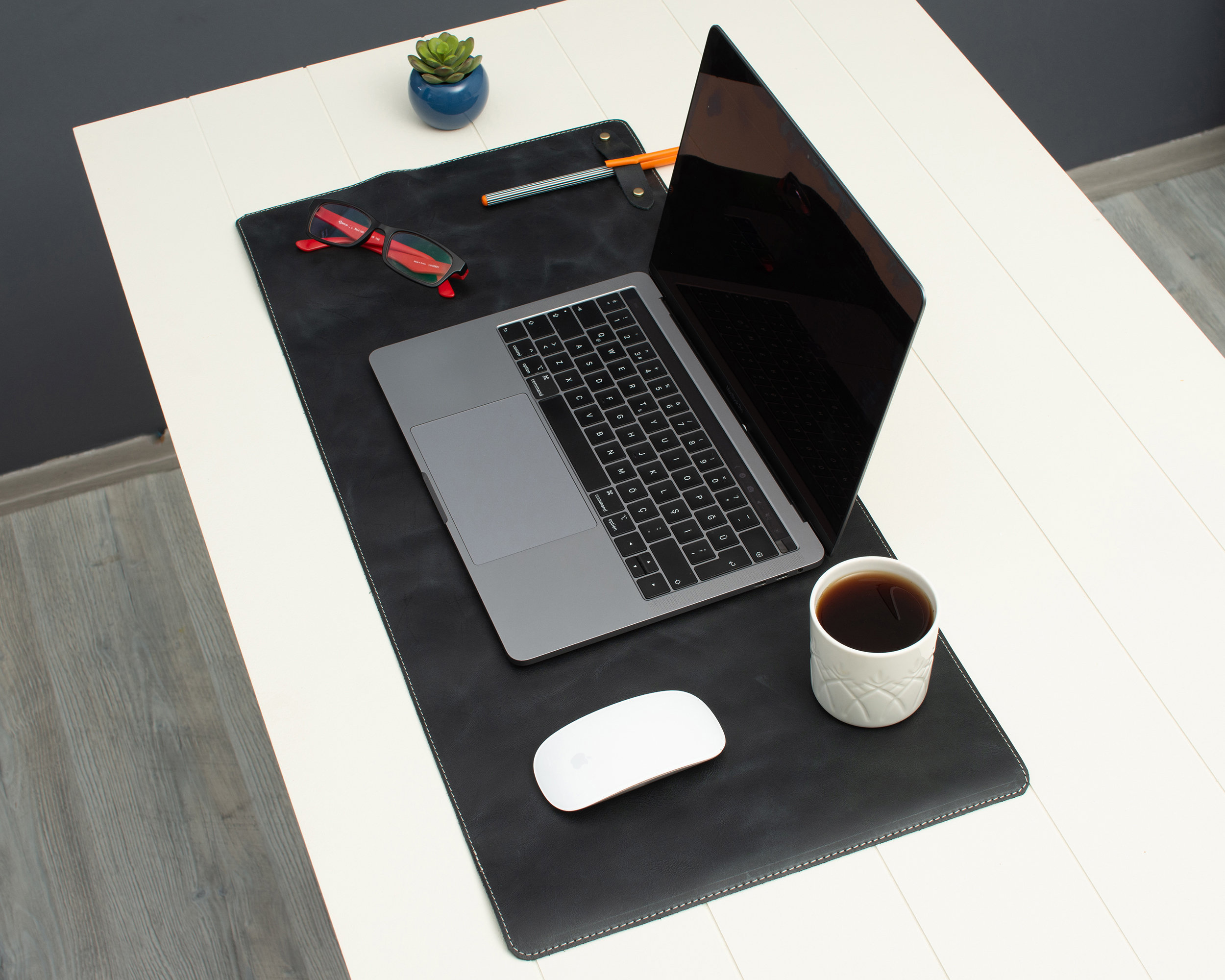 Leather Custom Black Desk Keyboard Mat Pad, Personalized Desk Pad, Boho ...