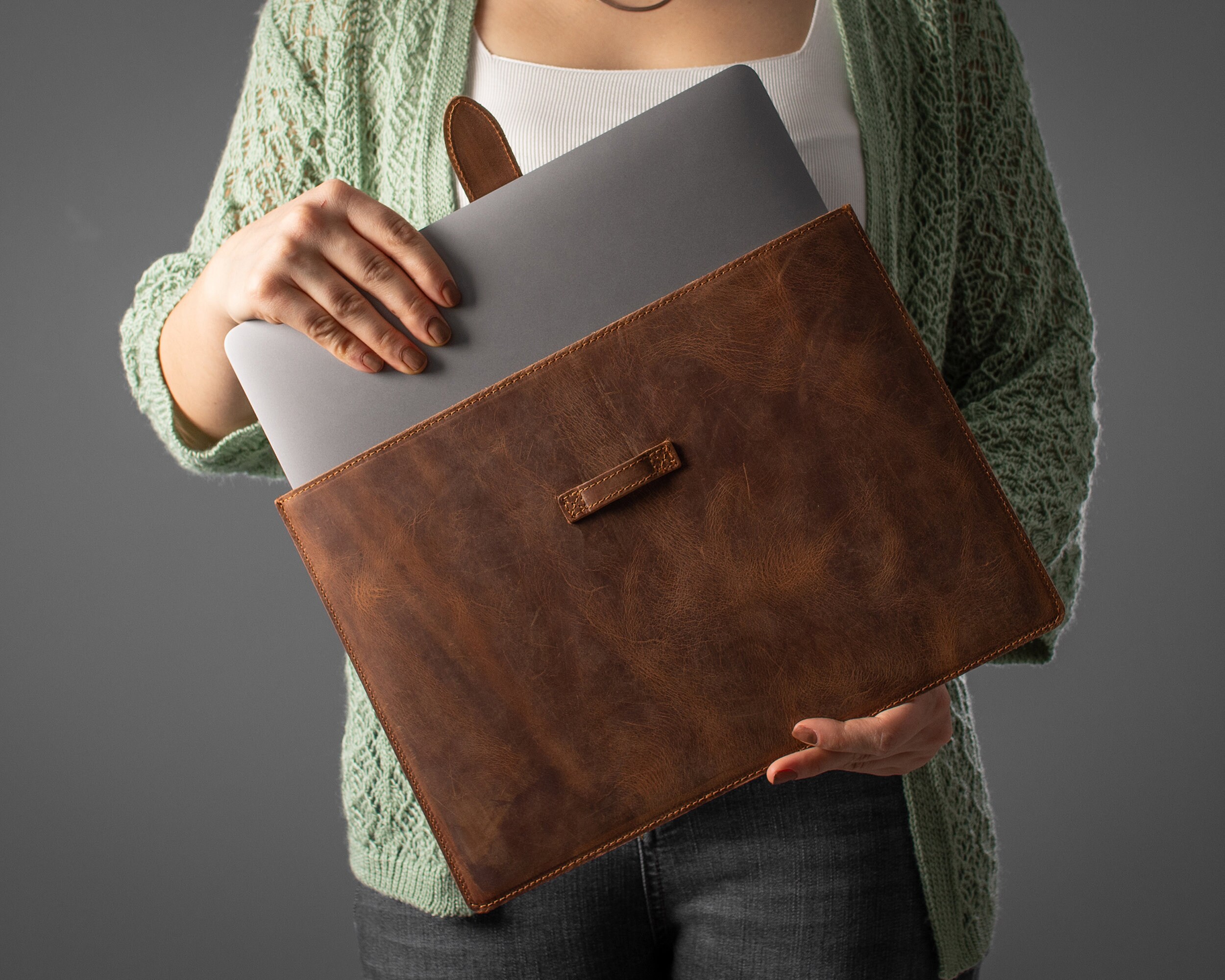 Geniune Leather Slim MacBook Case, Personalized MacBook Pro Sleeve, 13 ...