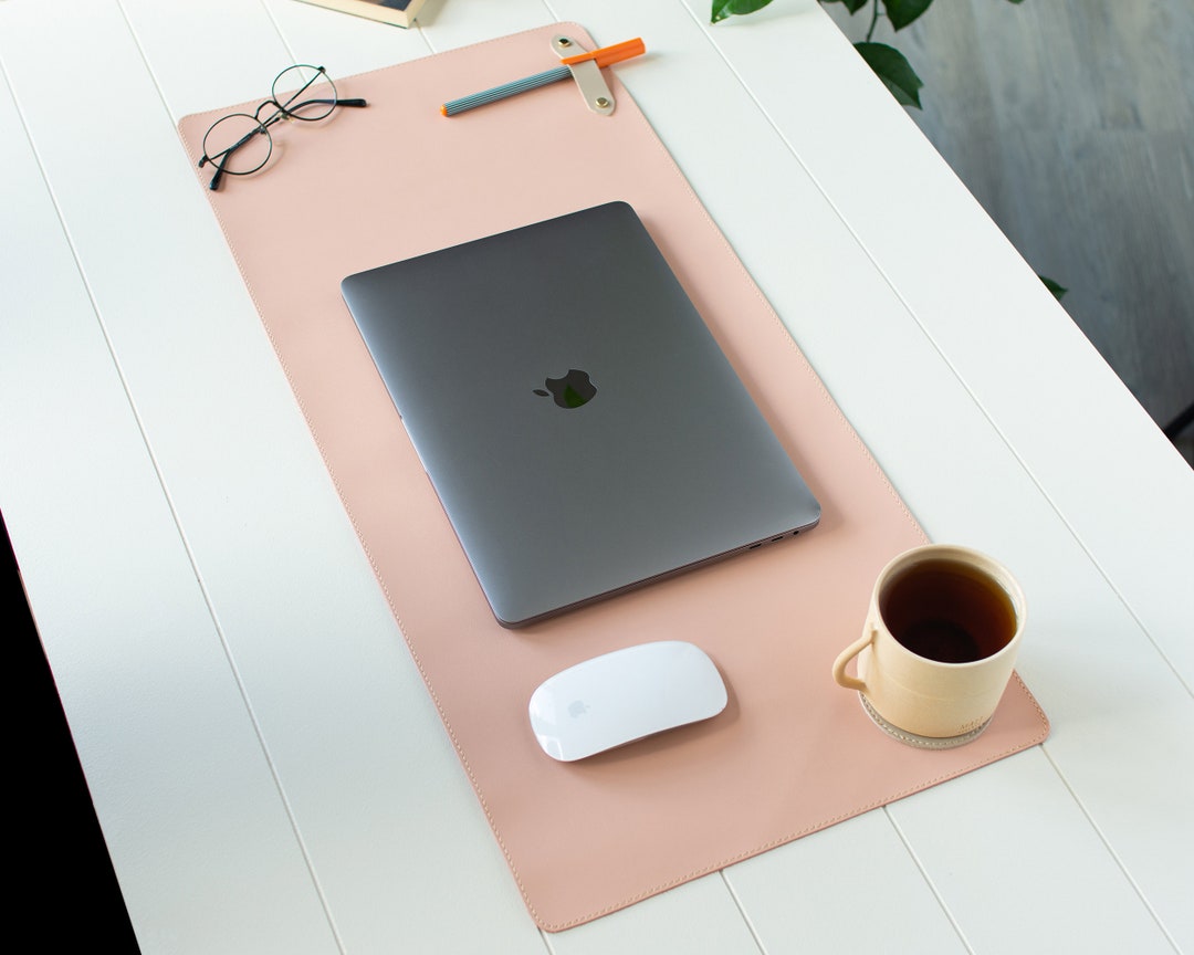 Leather Mouse Mat, Large Mouse Pad, Pink Gaming Desk Mat, Leather Desk ...