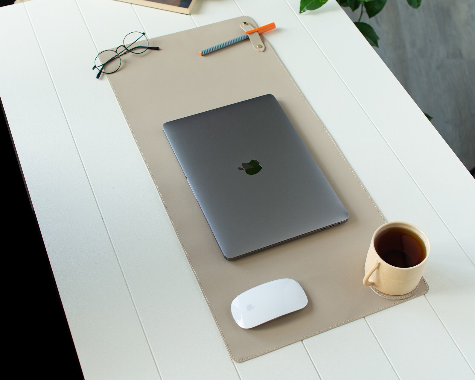 Orange Cute Desk Mat, Leather Custom Desk Mat, Extended Mouse Pad ...