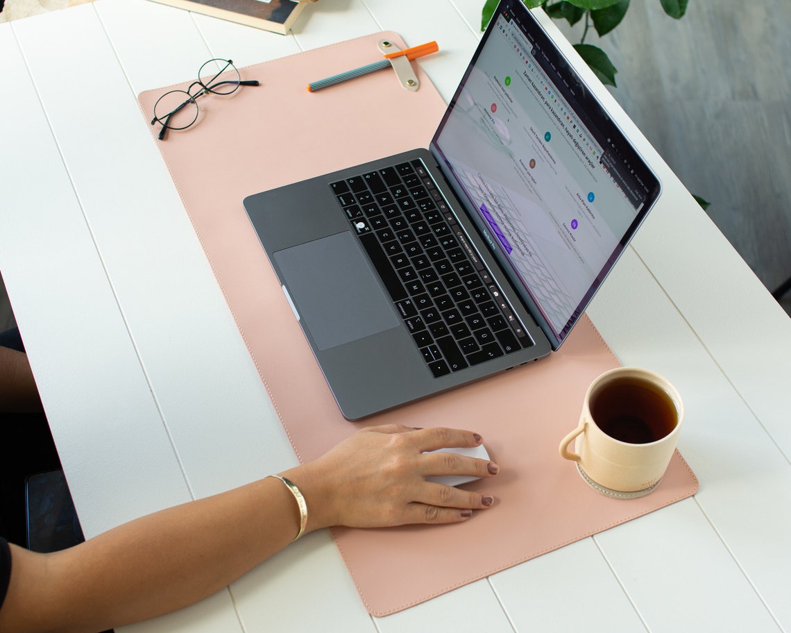 Orange Cute Desk Mat Leather Custom Desk Mat Extended Mouse - Etsy