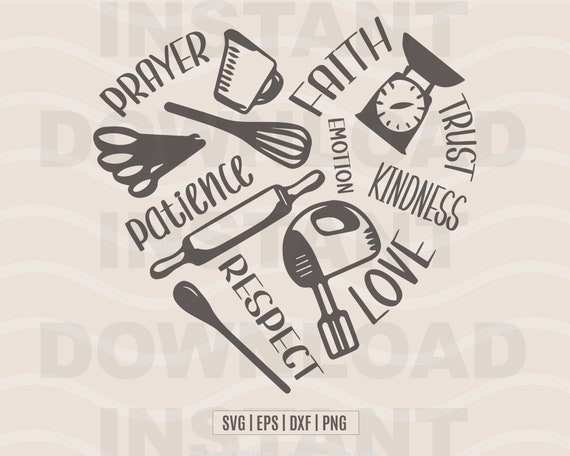 Family Recipe SVG Bakery Kitchen Heart Eps Dxf Png | Etsy