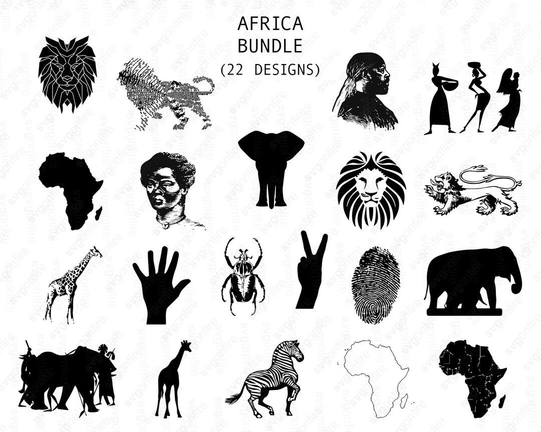 Africa Elements SVG Bundle, Africa Symbols SVG, Silhouette & Cricut Cut ...