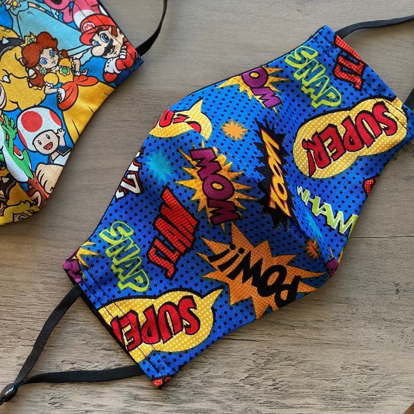 Comic book inspired cloth face mask. Handmade. Adjustable. | Etsy