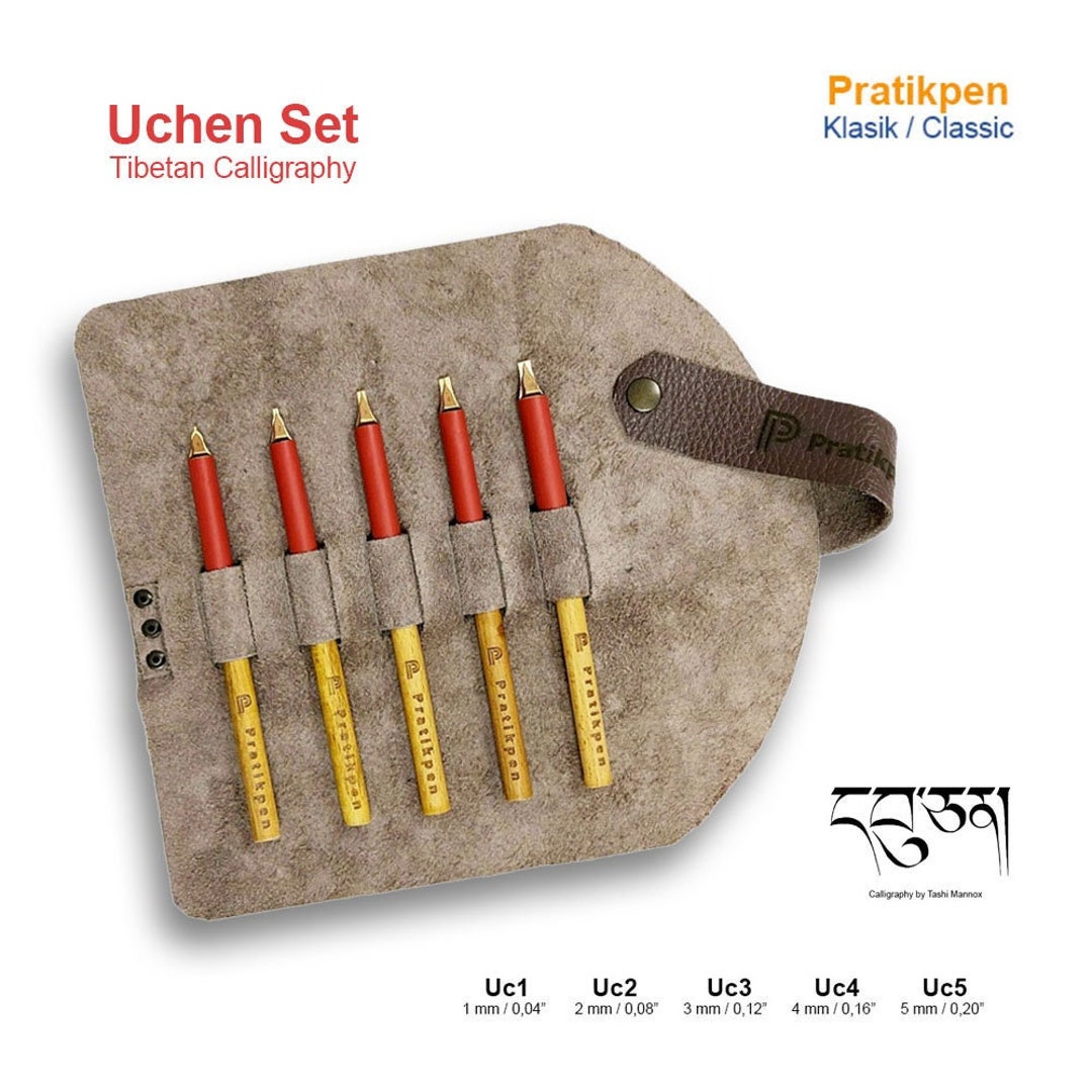 Pratikpen Tibetan Calligraphy Uchen Pen Set: Wooden Handle, Stainless ...