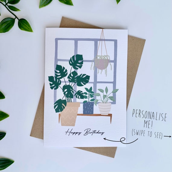 Plant Birthday Card Personalised Birthday Card Happy | Etsy