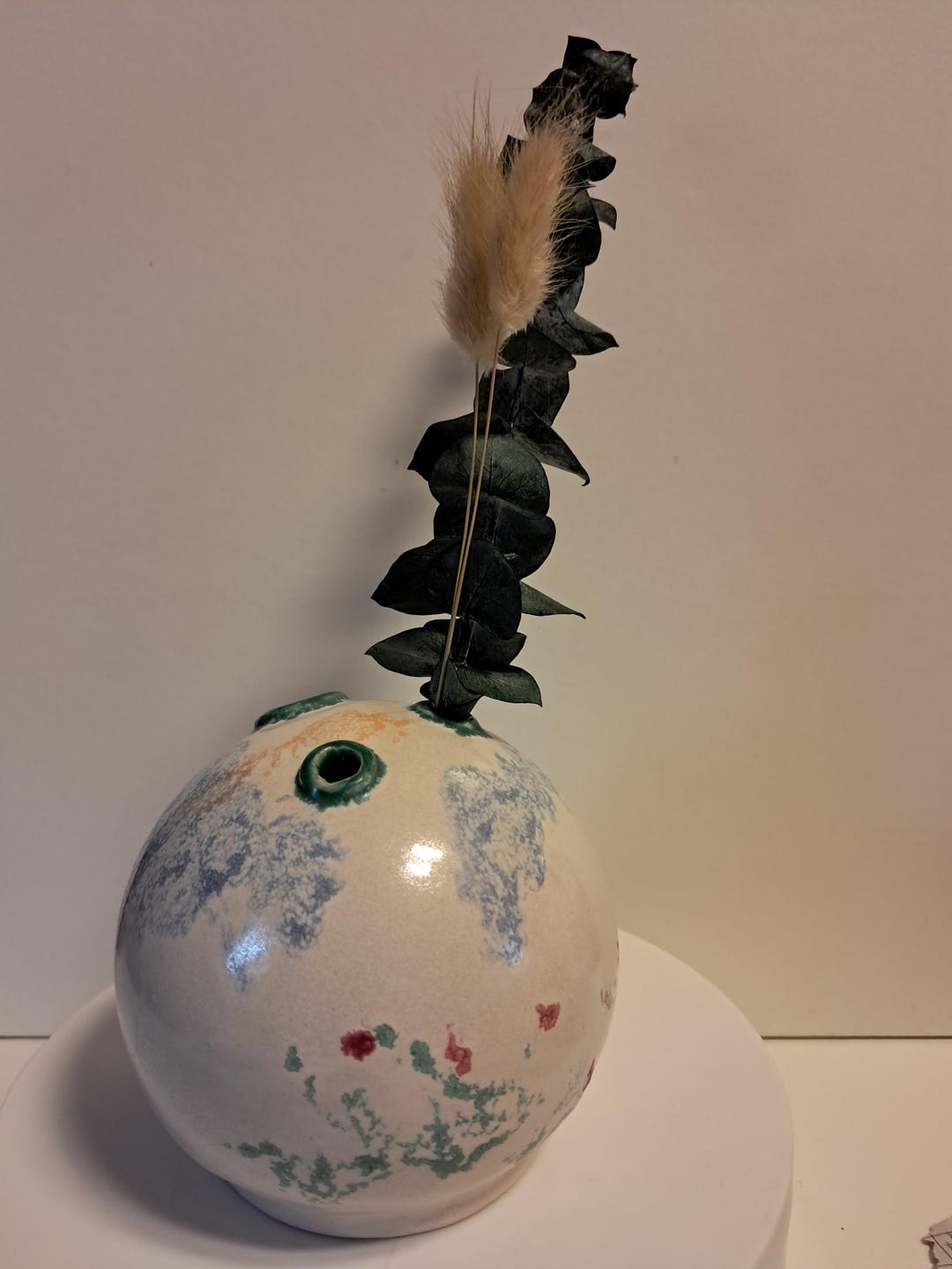 Ceramic Spherical Vase With 3 Openings for Flower Arrangements, Summery ...