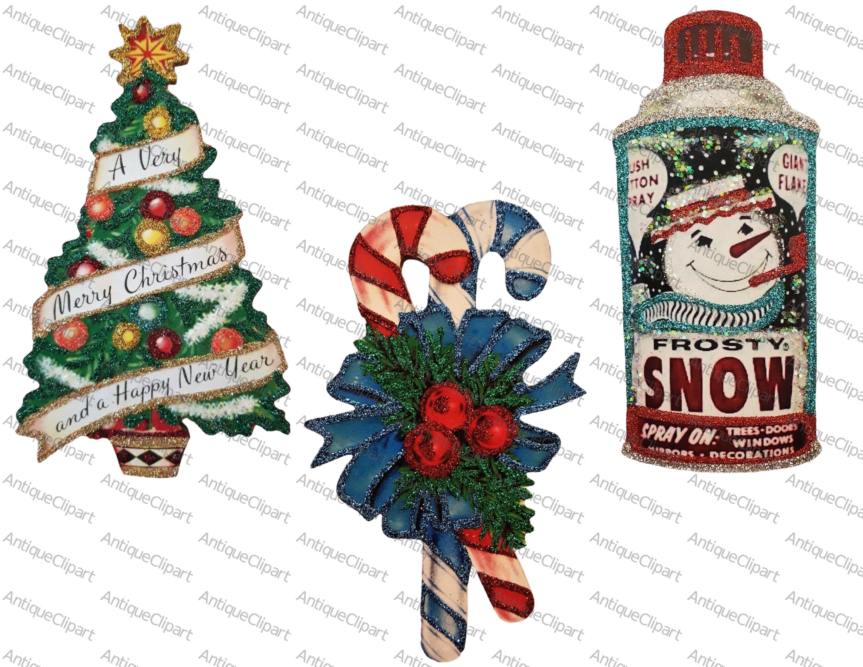 Vintage Christmas Clipart, Retro PNG Graphics, Collage Sheets (instant ...