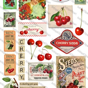 Antique Cherry Digital Cliparts Pngs Vintage Fruits Clip Art and ...