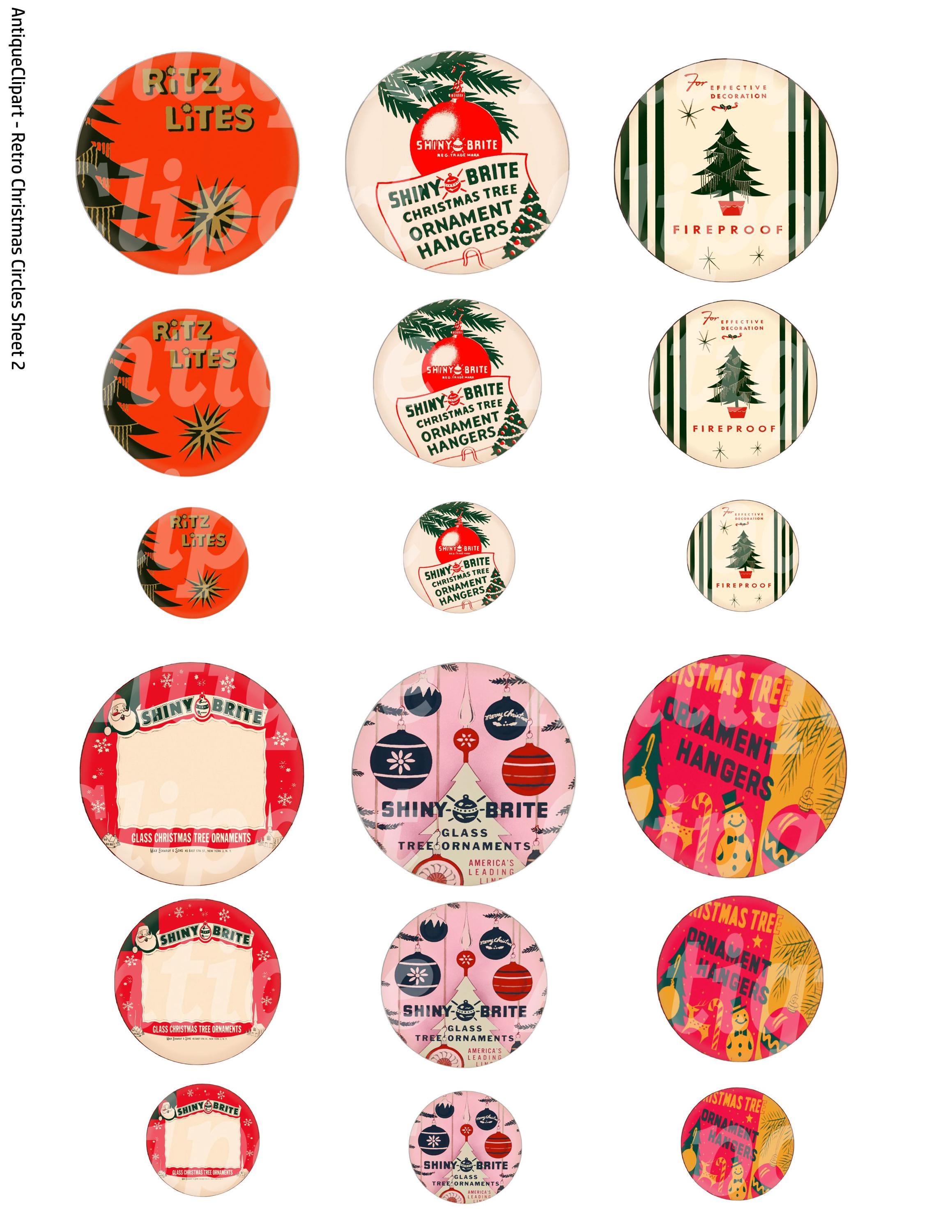 Retro Christmas Ornament Images: Mid-century Printable Collage Sheets ...