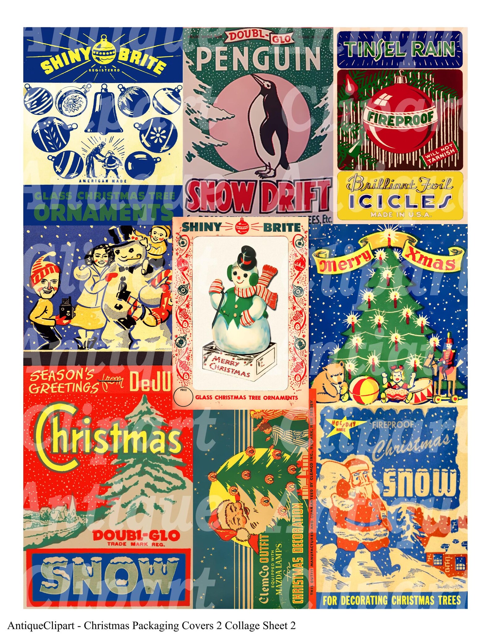 Vintage Christmas Tree Santa Collage Sheets, Holiday Ephemera (digital ...