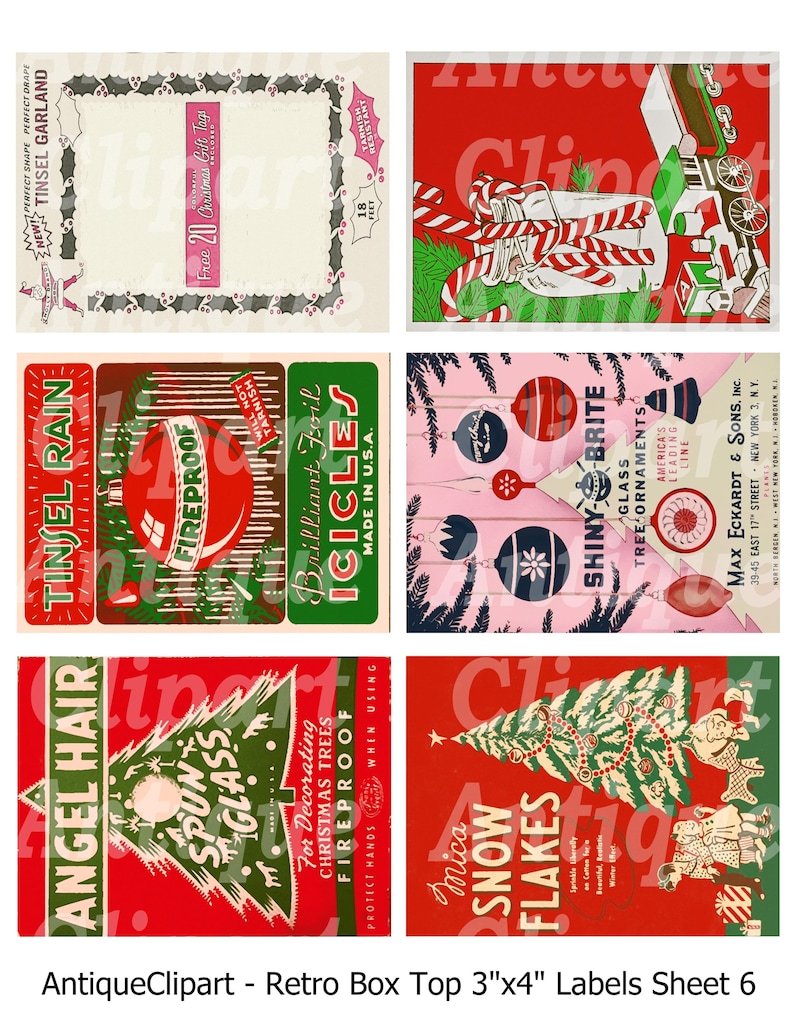 Vintage Christmas Box Top Labels: Printable Ephemera (digital Download ...