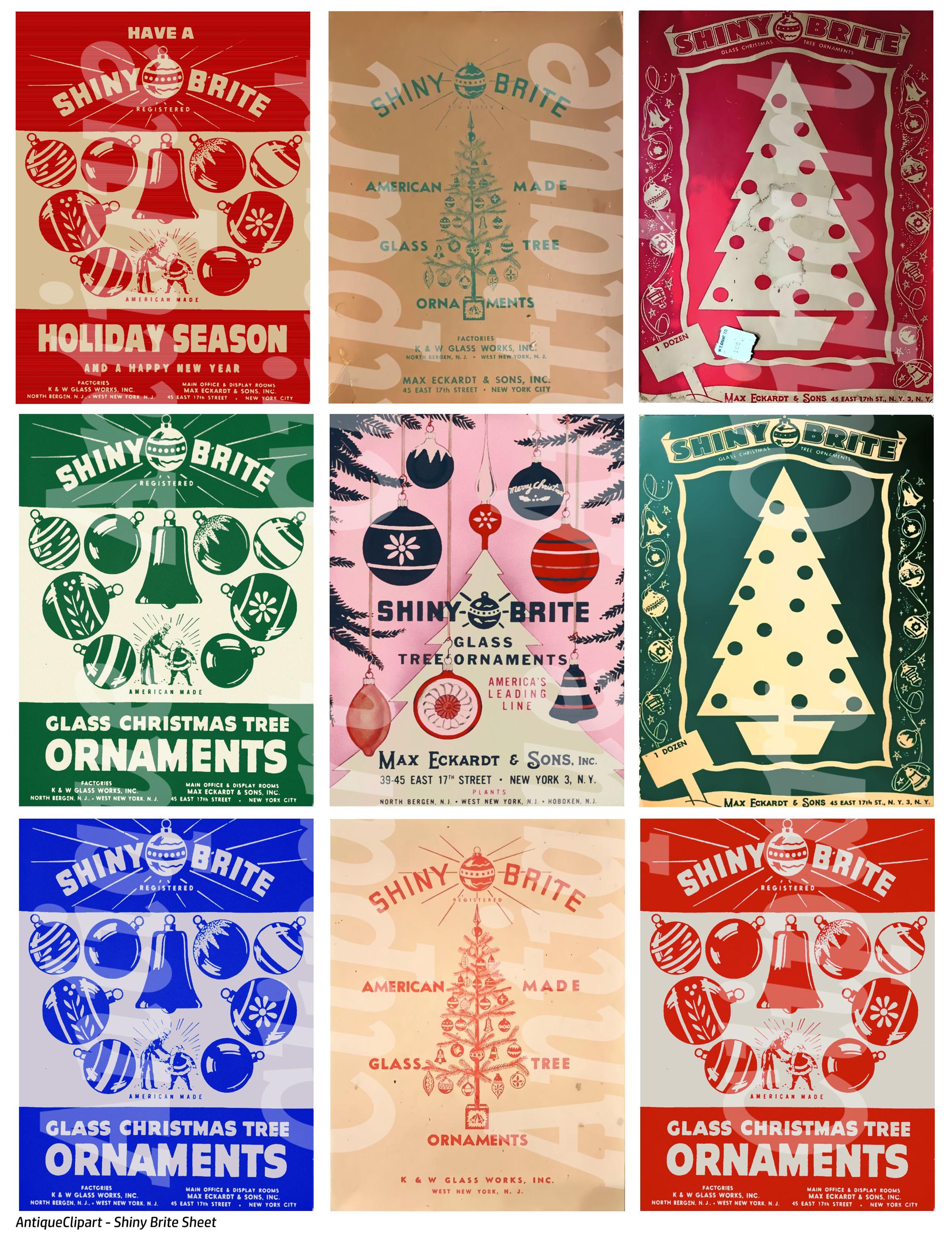 Vintage Christmas Clipart: Shiny Brite Ornaments, Bulbs (PNG & JPG ...
