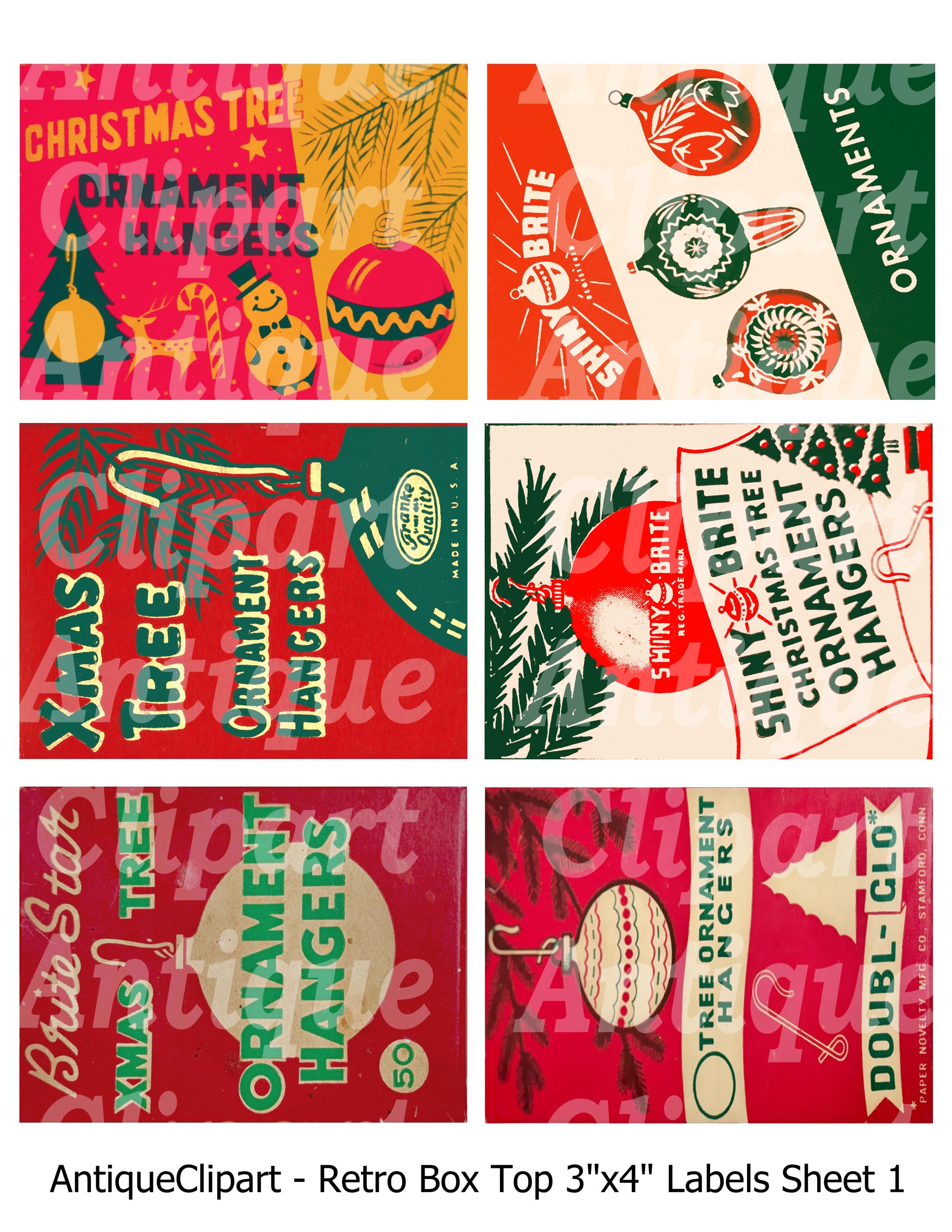 Vintage Christmas Box Top Labels: Printable Ephemera (digital Download ...