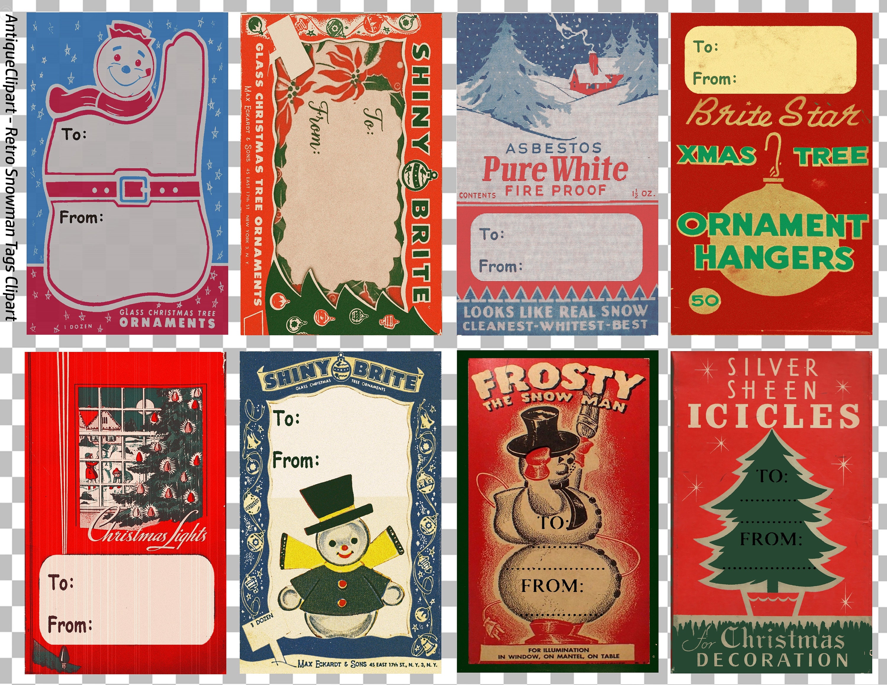 Digital Vintage Christmas Snowman Package, 5 Printable Sheets, Ephemera ...
