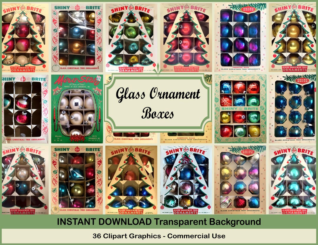 Vintage Shiny Brite Christmas Ornaments Clipart (digital Download) - Etsy