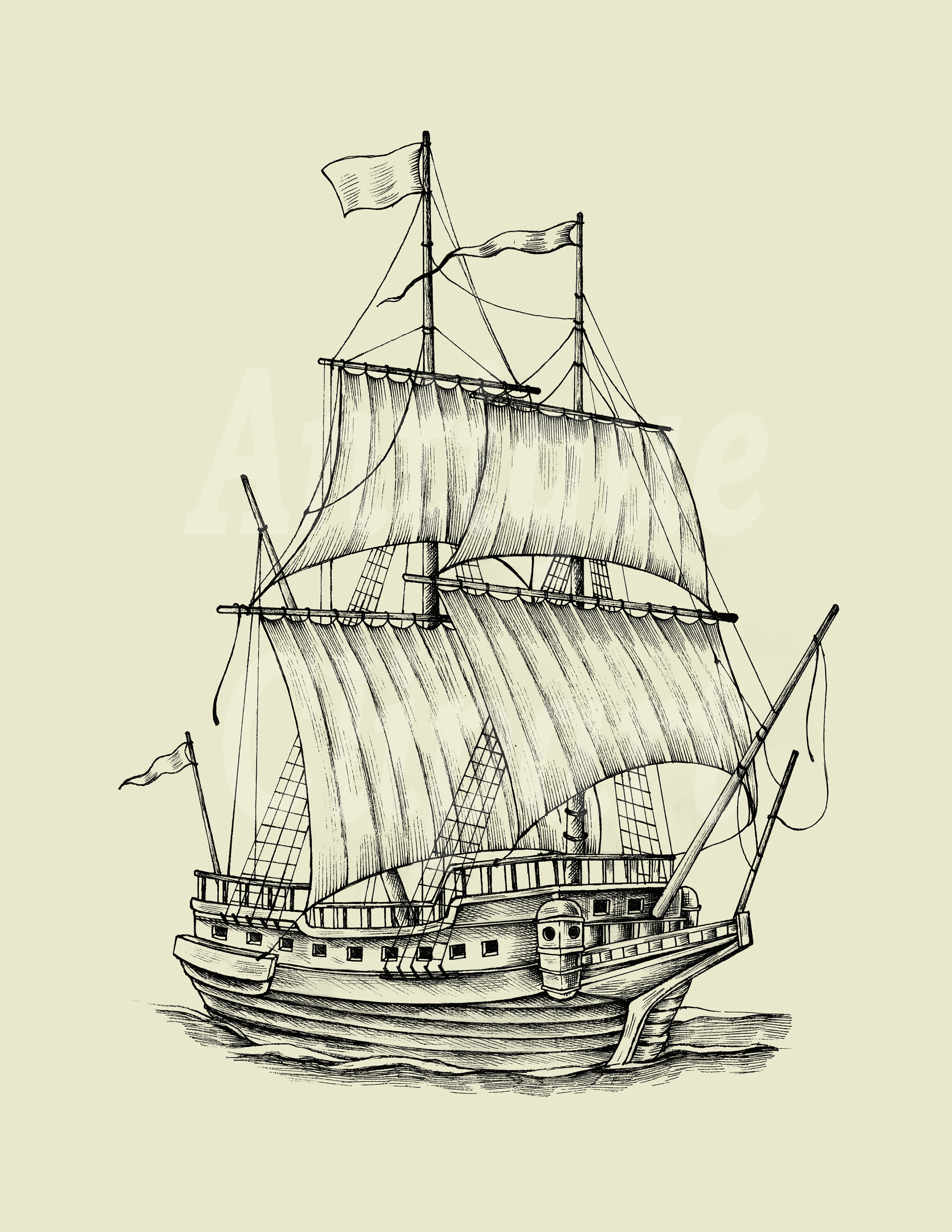 Old Sailing Ship Drawings