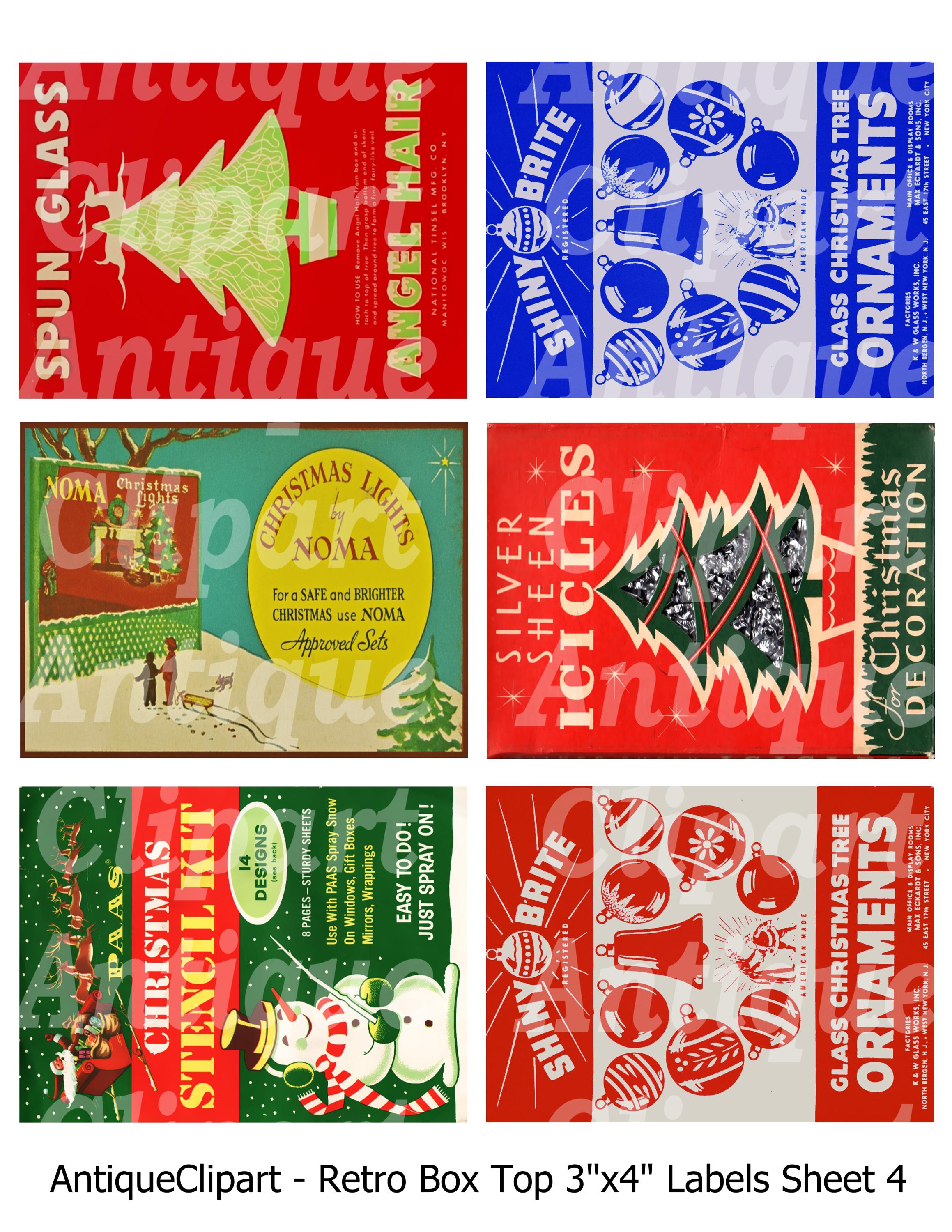 Vintage Christmas Box Top Labels: Printable Ephemera (digital Download ...