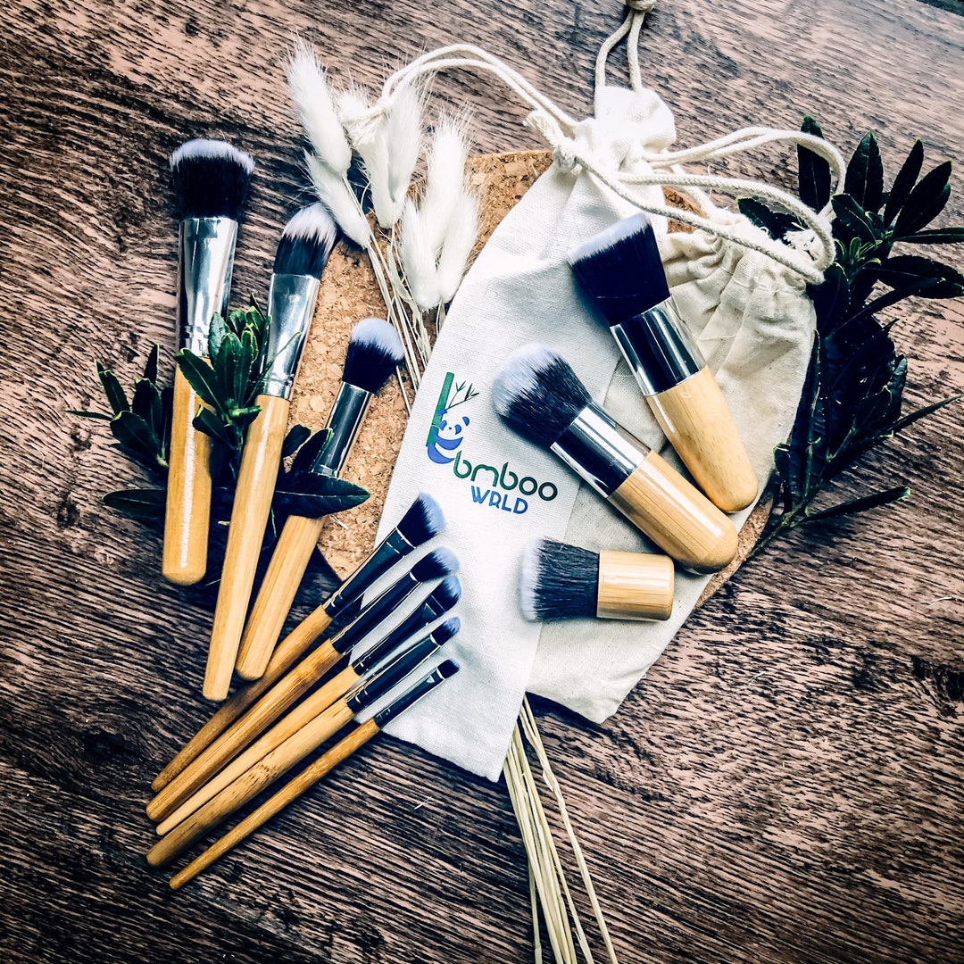 Premium Make up Brushes Set Bamboo Eco Friendly Natural - Etsy
