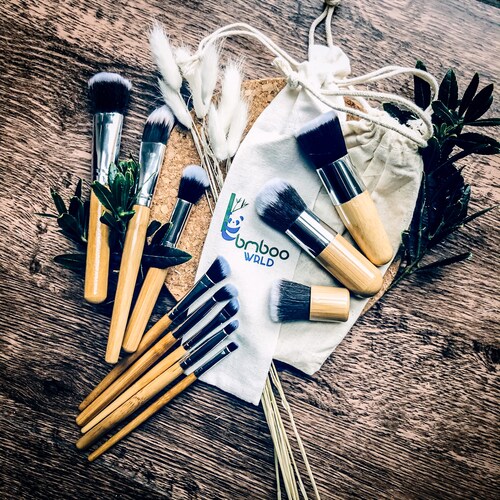 Premium Make up Brushes Set Bamboo Eco Friendly Natural - Etsy
