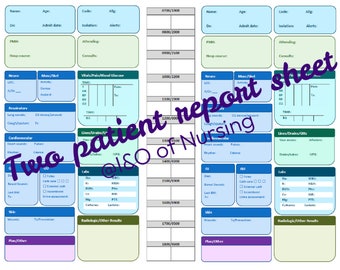 Med-surg, Tele, Step-down, 2-patient Nursing Report Sheet, Nurse Brain ...