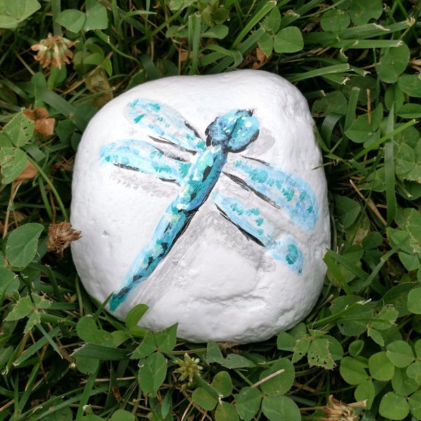 Dragonfly Painted Rock - Etsy