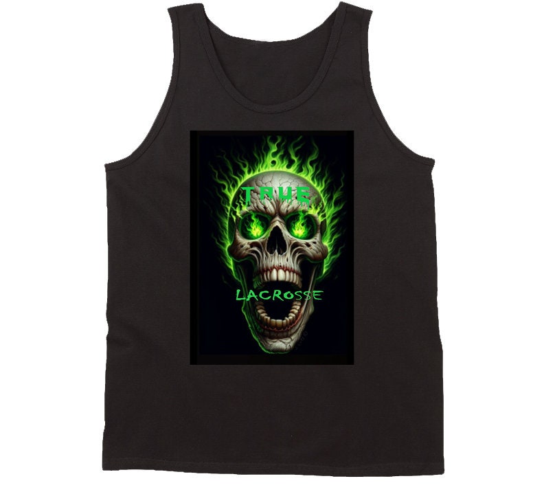 True Lax Green Flames Skull Original by John Lutz Copyright Tanktop - Etsy
