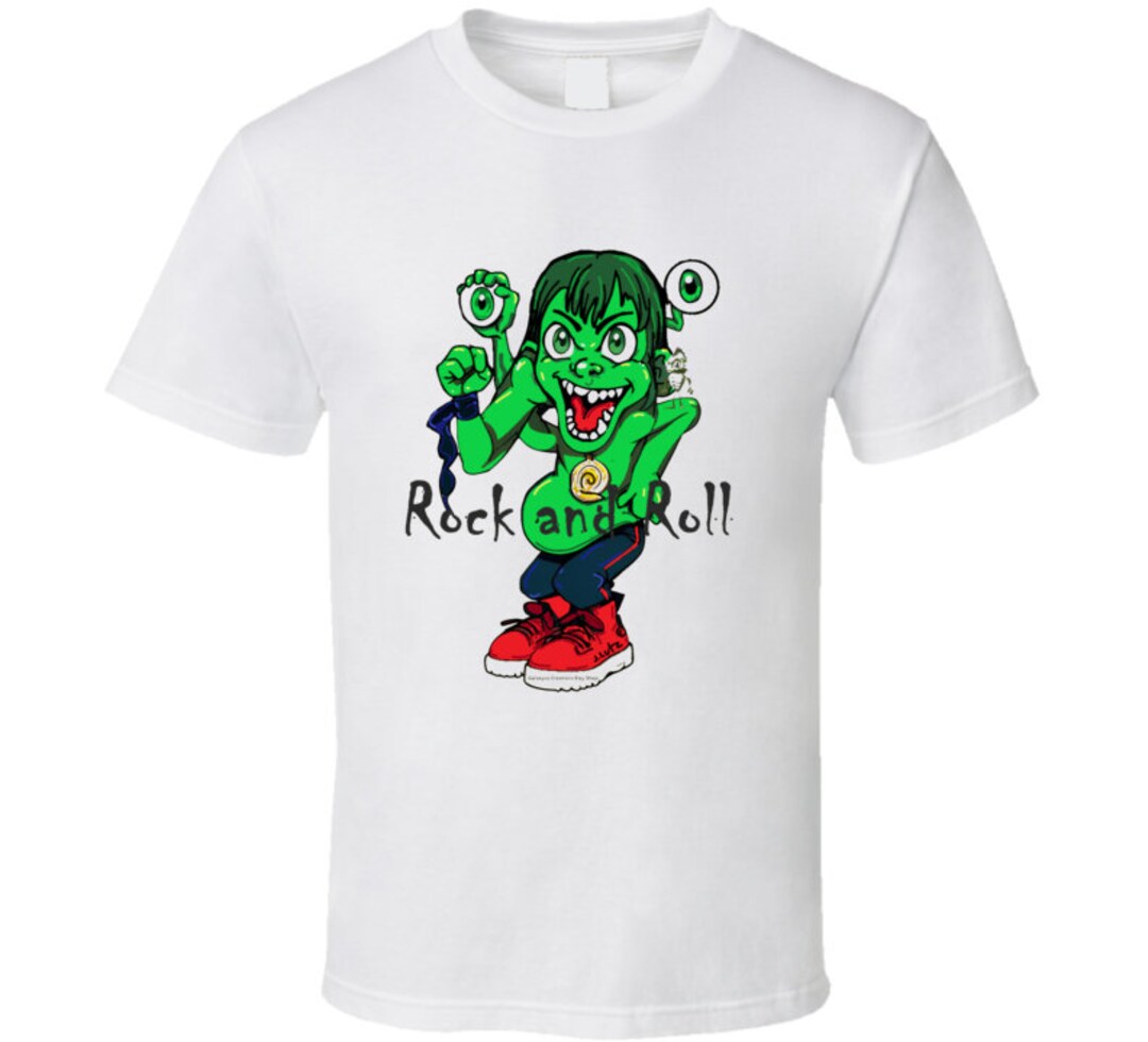 Rock and Roll Monster on White Original by John Lutz Copyright T Shirt ...