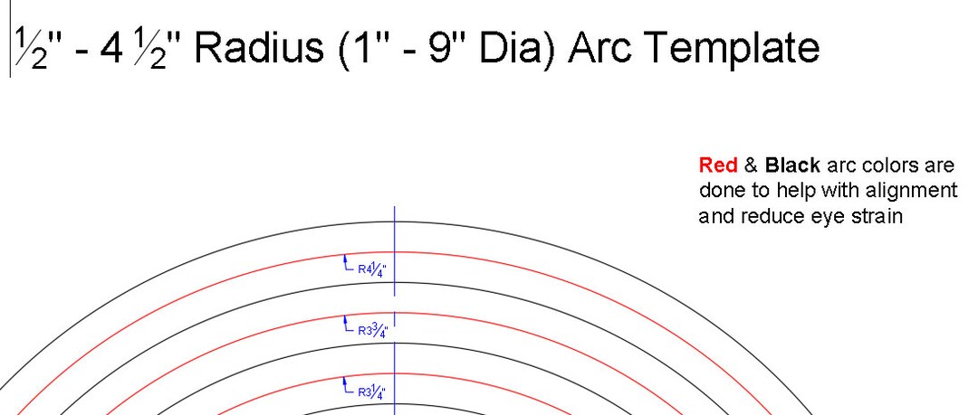 Half Cirlce 1/2" - 4 1/2" Radius Template - Etsy