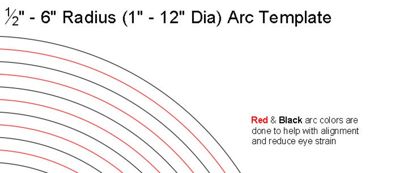 Quarter Cirlce 1/2" - 6" Radius Template - Etsy