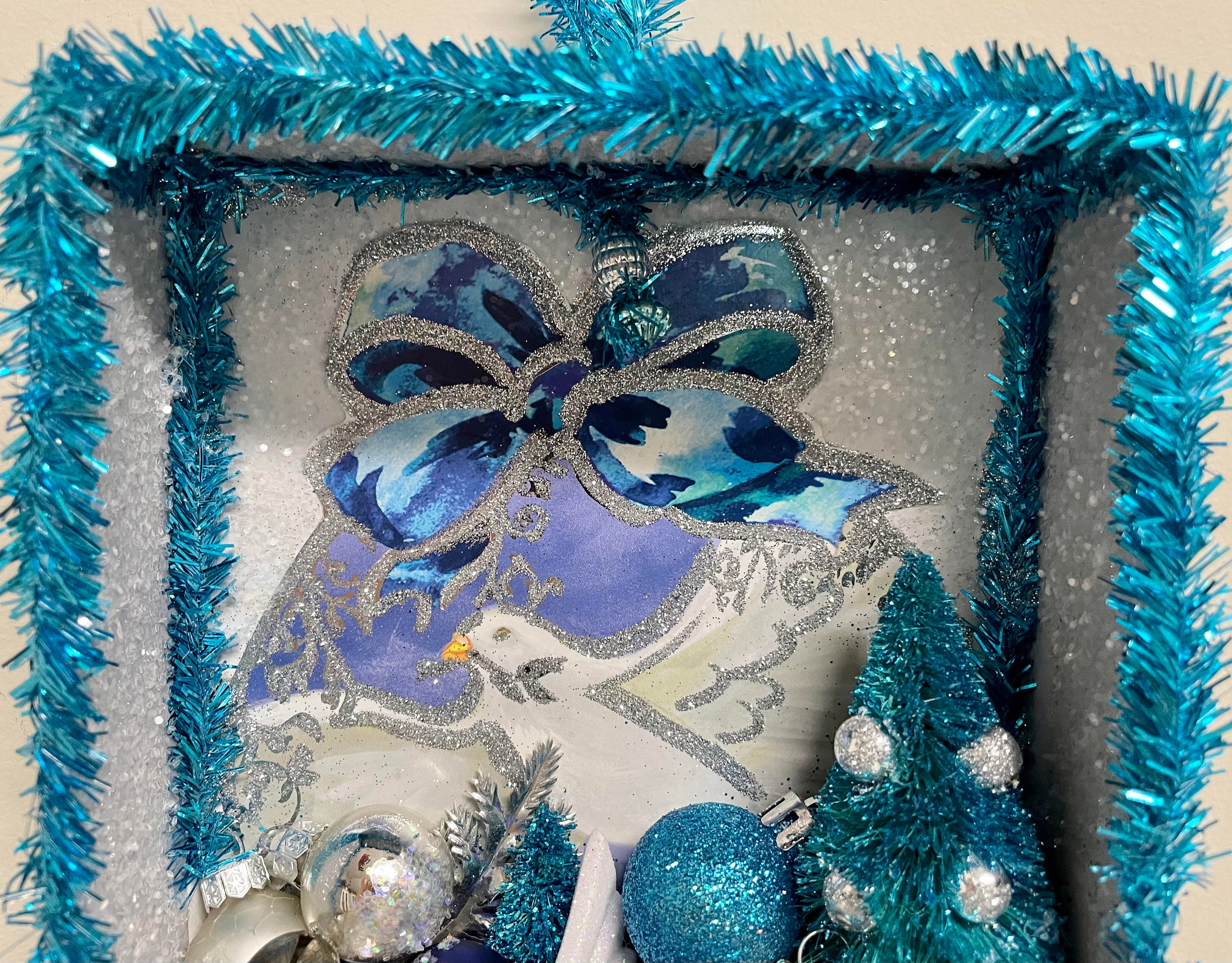 Christmas Dove Shadow Box Diorama White Dove is Surrounded - Etsy