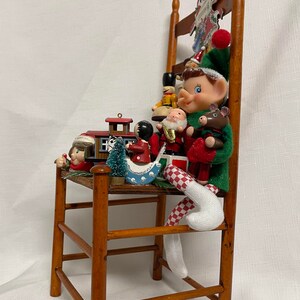 Adorable Miniature Elf Christmas Chair With Vintage Wood Toys ...