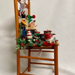Adorable Miniature Elf Christmas Chair With Vintage Wood Toys ...