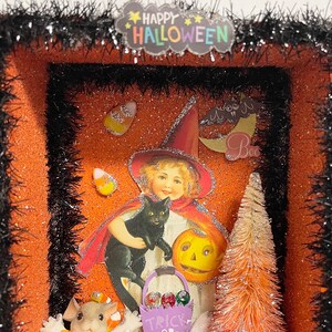 Sweet Candy Corn Mouse in Pumpkin Cart Shadow Box Centerpiece, Vintage ...