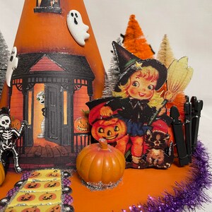 Vintage Look Halloween Witch Hat House Glitter House With - Etsy