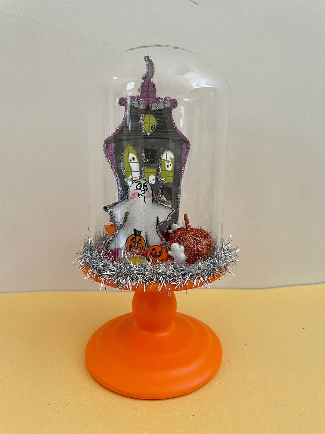 Mini Haunted House Glass Dome Diorama: Hand-painted Halloween Scene - Etsy