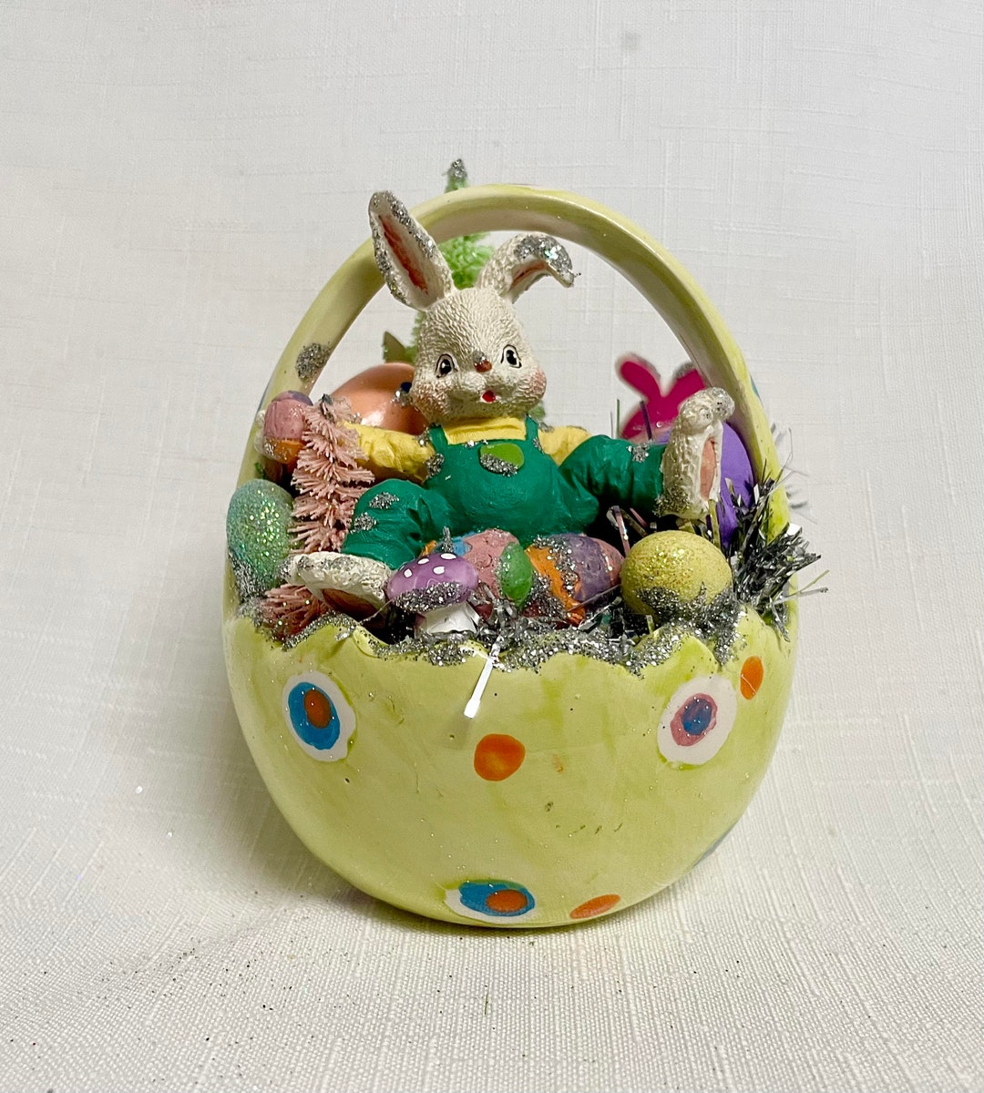 Ceramic Easter Basket Centerpiece: Bunny, Eggs, Mushrooms, Tree - Etsy